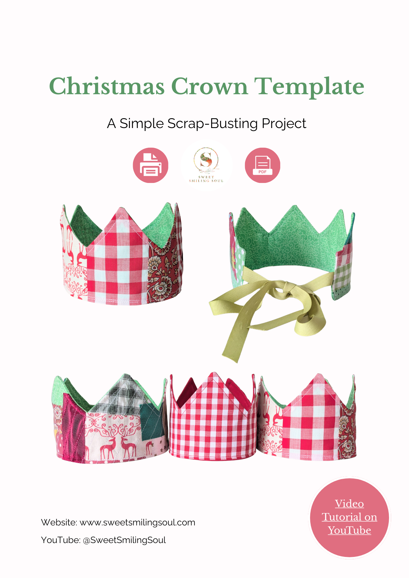 🎄 Christmas Fabric Crown – Free Sewing Template (3 Ways to Sew ...