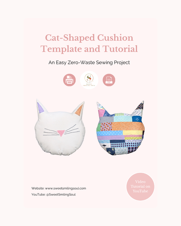 🐱 Patchwork Cat-Shaped Cushion – PDF Sewing Pattern + Tutorial – Sweet ...